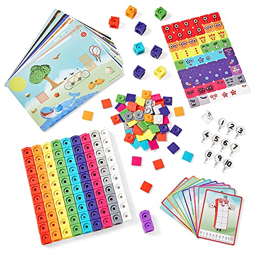 hand2mind MathLink Cubes Numberblocks 1-10 Activity Set, 30 Preschool Learning Activities, Building Blocks for Toddlers 3-5, Counting Blocks, Linking Cubes, Math Counters for Kids, Educational Toys