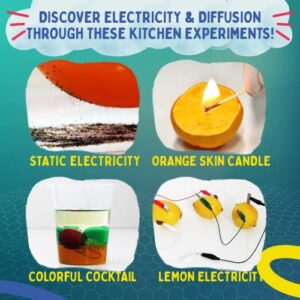 Playz Explosive Kitchen Lab Educational Science Kit for Kids Age 8-12 with 26 Science Experiments to Make Citrus Rockets, Sour LED Lights & More - Chemistry Set Toys for Boys, Girls, Teenagers & Kids