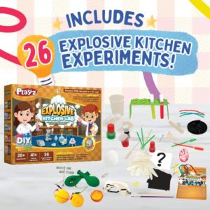 Playz Explosive Kitchen Lab Educational Science Kit for Kids Age 8-12 with 26 Science Experiments to Make Citrus Rockets, Sour LED Lights & More - Chemistry Set Toys for Boys, Girls, Teenagers & Kids