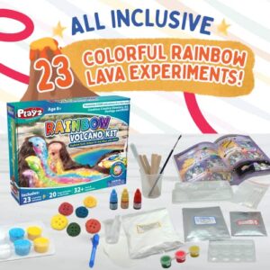 Playz Explosive Rainbow Volcano Kit for Kids with 23+ Science Chemistry Set Activities & Experiments, Glow in The Dark Learning & Education Toys, & Earth Science Kits for Kids Age 8-12, Boys, & Girls