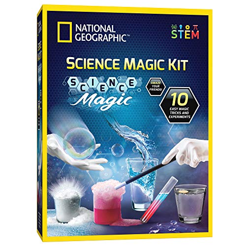 NATIONAL GEOGRAPHIC Magic Chemistry Set - Perform 10 Amazing Easy Tricks with Science, Create a Magic Show with White Gloves & Magic Wand, Great STEM Learning Science Kit for Boys and Girls