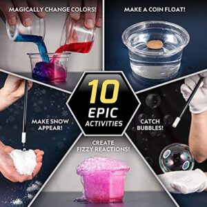 NATIONAL GEOGRAPHIC Magic Chemistry Set - Perform 10 Amazing Easy Tricks with Science, Create a Magic Show with White Gloves & Magic Wand, Great STEM Learning Science Kit for Boys and Girls