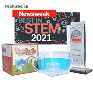 NAVADEAL Ant Farm Castle 2.0 with Connecting Tube, Ant Habitat Science Learning Kit, Best STEM 2021 Educational Kids Toy, Study Insect Behavior at Home & School, Plant Based Blue Gel 3D Maze Ecosystem