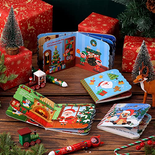 4 PCS Christmas Lift-a-Flap Board Books A Touch and Feel Children's Board Book Small Shaped Christmas Board Book Christmas Story Book for Kids Babies Toddler Xmas Present