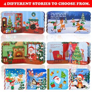 4 PCS Christmas Lift-a-Flap Board Books A Touch and Feel Children's Board Book Small Shaped Christmas Board Book Christmas Story Book for Kids Babies Toddler Xmas Present