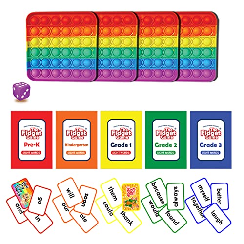 The Fidget Game Learn to Read in Weeks Master 220 High-Frequency Dolch Sight Words Curriculum-Appropriate for Pre-K to Grade 3 - Popping Mats & Dice