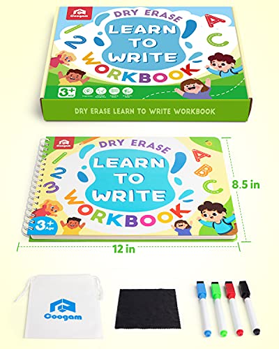 Coogam Learn to Write Workbook, Numbers Letters Practicing Book, ABC Alphabet Sight Words Handwriting Educational Montessori Toy for Home Classroom Kindergarten Preschool Kids