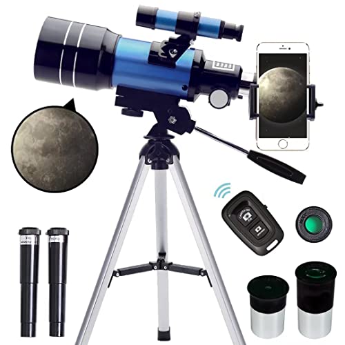 ToyerBee Telescope, 70mm telescopes for Adults Astronomy & Kids & Beginners, 300mm Portable Refractor Travel Telescope (15X-150X) with A Smartphone Adapter& A Wireless Remote, Astronomy Gifts for Kids