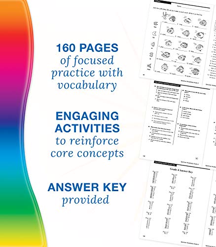 Spectrum Grade 4 Vocabulary Workbook, 4th Grade Vocabulary Covering Word Relationships, Sensory Language, Roots and Affixes, and Reading Comprehension Context Clues, Classroom or Homeschool Curriculum