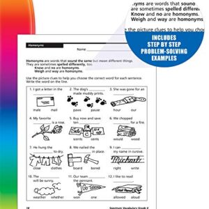 Spectrum Grade 4 Vocabulary Workbook, 4th Grade Vocabulary Covering Word Relationships, Sensory Language, Roots and Affixes, and Reading Comprehension Context Clues, Classroom or Homeschool Curriculum