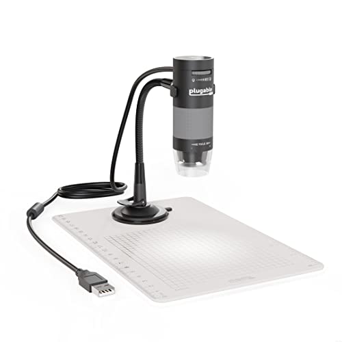 Plugable USB Digital Microscope with Flexible Arm Observation Stand Compatible With Windows, Mac, Linux (2MP, 250x Magnification)