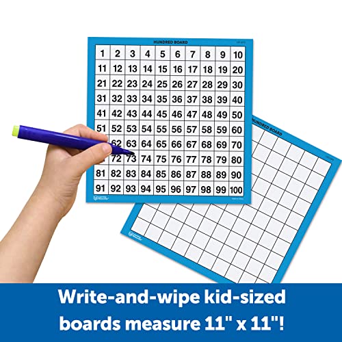 Learning Resources Laminated Hundred Boards, Dry-Erase Counting Aid, Set of 10, Ages 5+, Multicolor, Model:LER0375