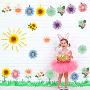 45 Pcs Summer Sunflower Cutouts Sunflower Bulletin Board Cutouts Sunflower Daisy Wall Decals with Glue Point Dots Sunflower Bulletin Board Decorations for School Birthday Party Baby Shower Home Decor