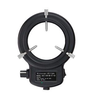 Vision Scientific VMLIFR-09B Black Adjustable 144 LED Ring Light for Stereo Microscope | 2.5" (62.5mm) Inside and 3.64" (92.5mm) Outside Diameters | 1-7/8" (48 mm in Diameter) Ring Adapter Included