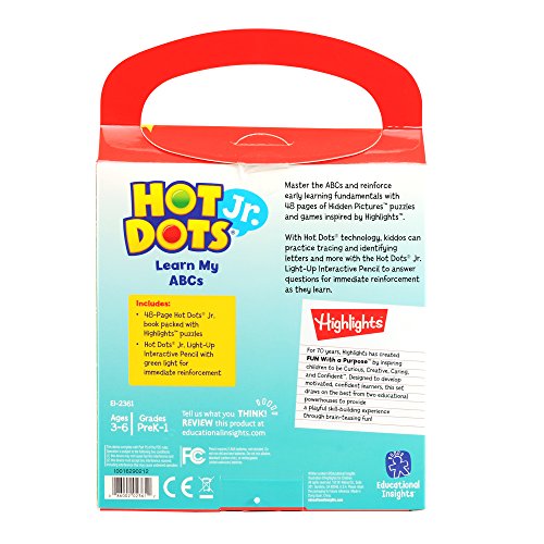 Educational Insights Hot Dots Jr. Learn My ABCs with Highlights: Homeschool Learning Workbooks, 48 Early Learning Lessons, Interactive Pen Included, Ages 3+