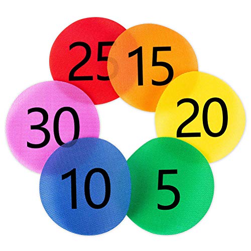 Carpet Spot Markers x 30 Classroom Sit Circles with Numbers 1-30 for Teachers (6 Colors)