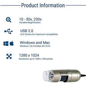 Dino-Lite USB Digital Microscope AM4111T - 1.3MP, 10x - 50x, 220x Optical Magnification, Microtouch