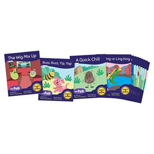 Junior Learning Decodable Readers The Pods – Phase 3 Phonics: The Science of Reading, Easy decodable Texts, Beginning Readers, with 12 Books, for Ages 5+, Grade K