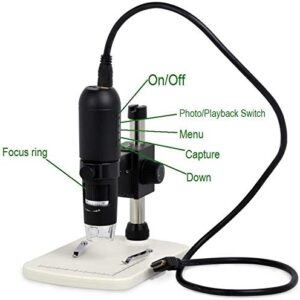 Mustcam 1080P Full HD Digital Microscope, HDMI Microscope, 10x-220x Magnification, to Any Monitor/TV with HDMI-in, Photo Capture, Micro-SD Storage, PC Supported