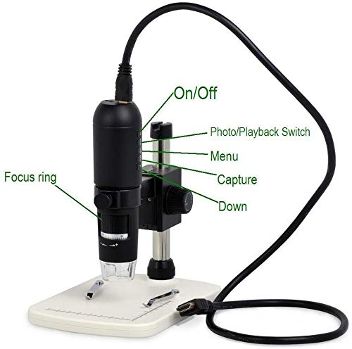 Mustcam 1080P Full HD Digital Microscope, HDMI Microscope, 10x-220x Magnification, to Any Monitor/TV with HDMI-in, Photo Capture, Micro-SD Storage, PC Supported