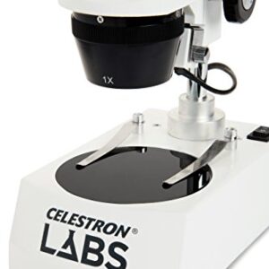 Celestron – Celestron Labs – Binocular Stereo Microscope – 20-60x Magnification – Upper and Lower LED Illumination – Includes 10 Prepared Slides