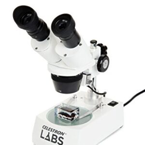 Celestron – Celestron Labs – Binocular Stereo Microscope – 20-60x Magnification – Upper and Lower LED Illumination – Includes 10 Prepared Slides