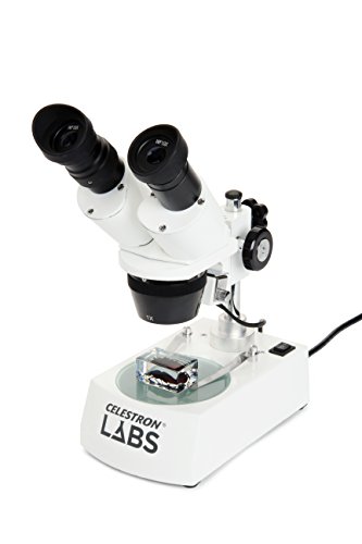 Celestron – Celestron Labs – Binocular Stereo Microscope – 20-60x Magnification – Upper and Lower LED Illumination – Includes 10 Prepared Slides