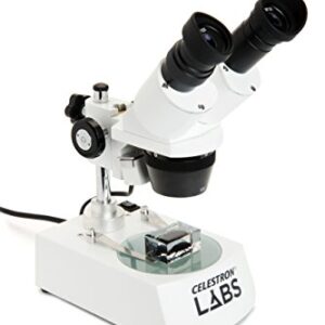 Celestron – Celestron Labs – Binocular Stereo Microscope – 20-60x Magnification – Upper and Lower LED Illumination – Includes 10 Prepared Slides