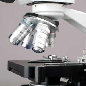 AmScope T120B-M Digital Professional Siedentopf Trinocular Compound Microscope, 40X-2000X Magnification, WF10x and WF20x Eyepieces, Brightfield, LED Illumination, Abbe Condenser with Iris Diaphragm, Double-Layer Mechanical Stage, 100-240VAC, Includes 1.3M