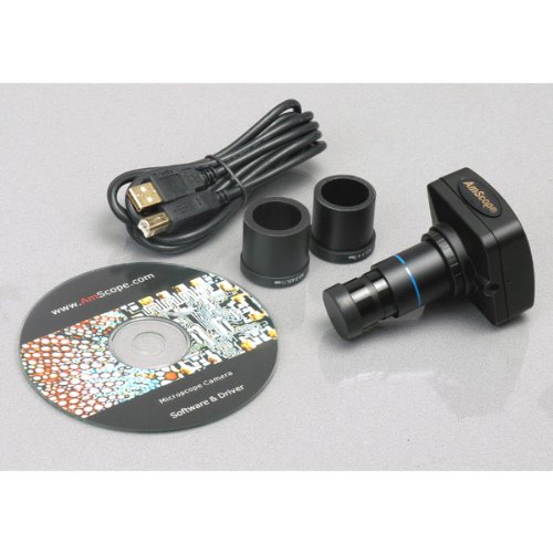 AmScope T120B-M Digital Professional Siedentopf Trinocular Compound Microscope, 40X-2000X Magnification, WF10x and WF20x Eyepieces, Brightfield, LED Illumination, Abbe Condenser with Iris Diaphragm, Double-Layer Mechanical Stage, 100-240VAC, Includes 1.3M