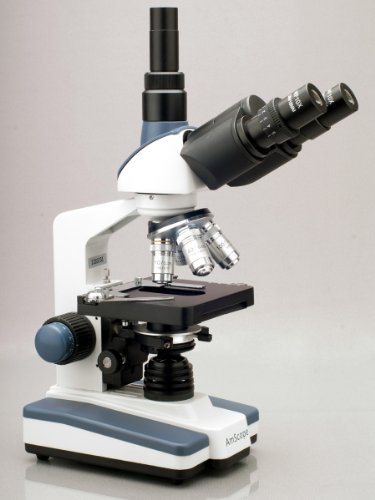 AmScope T120B-M Digital Professional Siedentopf Trinocular Compound Microscope, 40X-2000X Magnification, WF10x and WF20x Eyepieces, Brightfield, LED Illumination, Abbe Condenser with Iris Diaphragm, Double-Layer Mechanical Stage, 100-240VAC, Includes 1.3M