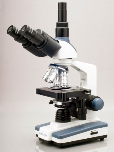 AmScope T120B-M Digital Professional Siedentopf Trinocular Compound Microscope, 40X-2000X Magnification, WF10x and WF20x Eyepieces, Brightfield, LED Illumination, Abbe Condenser with Iris Diaphragm, Double-Layer Mechanical Stage, 100-240VAC, Includes 1.3M