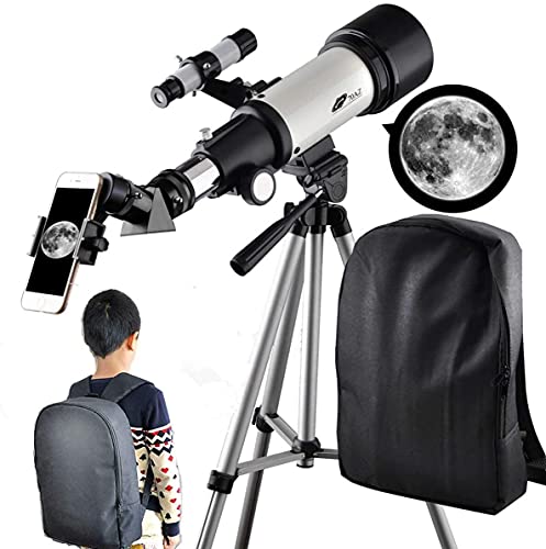 Telescopes for Adults 70mm Aperture 400mm AZ Mount, Astronomical Refractor Portable Telescope for Kids and Beginners with Backpack to Travel and View Moon