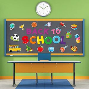 BeYumi 69Pcs Back to School Cutouts Bulletin Board Decoration Set DIY Cardstock Paper Cutouts First Day of School Teacher Supplies for Welcome School Theme Party Elementary Preschool Kindergarten