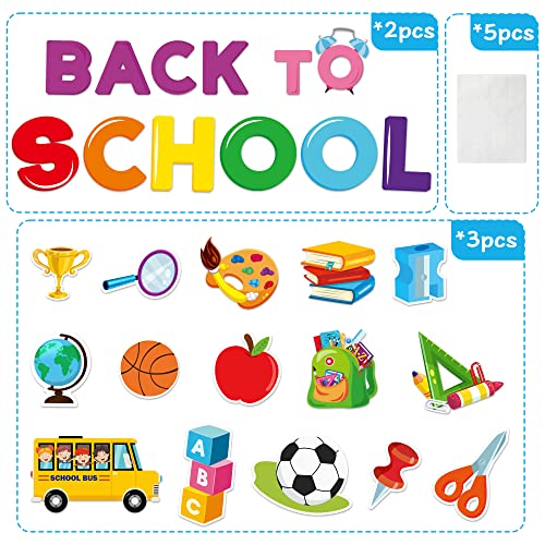 BeYumi 69Pcs Back to School Cutouts Bulletin Board Decoration Set DIY Cardstock Paper Cutouts First Day of School Teacher Supplies for Welcome School Theme Party Elementary Preschool Kindergarten