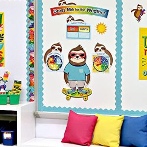 Carson Dellosa 1 World Sloth Weather Bulletin Board Set Seasons & Weather Charts,Seasonal Accents & Articles of Clothing to Dress Sloth for the Weather,Homeschool or Classroom Décor(54 pc)(Pack of 2)