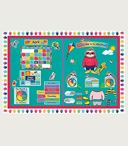 Carson Dellosa 1 World Sloth Weather Bulletin Board Set Seasons & Weather Charts,Seasonal Accents & Articles of Clothing to Dress Sloth for the Weather,Homeschool or Classroom Décor(54 pc)(Pack of 2)