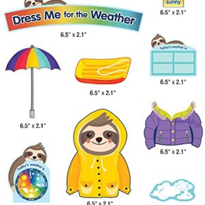 Carson Dellosa 1 World Sloth Weather Bulletin Board Set Seasons & Weather Charts,Seasonal Accents & Articles of Clothing to Dress Sloth for the Weather,Homeschool or Classroom Décor(54 pc)(Pack of 2)