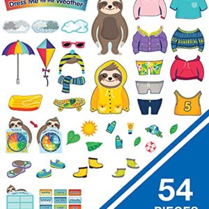 Carson Dellosa 1 World Sloth Weather Bulletin Board Set Seasons & Weather Charts,Seasonal Accents & Articles of Clothing to Dress Sloth for the Weather,Homeschool or Classroom Décor(54 pc)(Pack of 2)