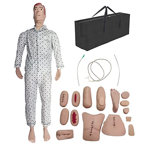 MZBZYU 5.7ft Life Size Patient Care Manikin Training CPR Simulator Basic Geri Nursing Skills Geriatric Human Model Mannequin Full Body for Students Education Teaching Medical Training Skills