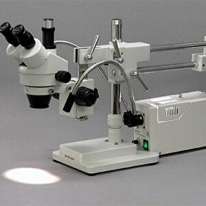 AmScope HL250-AY Dual-Gooseneck Fiber Optic Stereo Microscope Light, 150W Halogen Light Source, 110V-120V