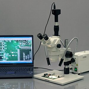 AmScope HL250-AY Dual-Gooseneck Fiber Optic Stereo Microscope Light, 150W Halogen Light Source, 110V-120V