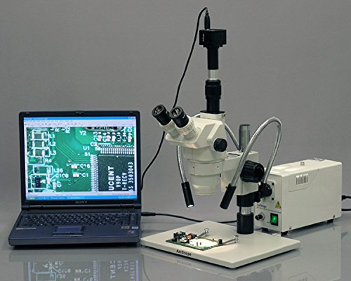 AmScope HL250-AY Dual-Gooseneck Fiber Optic Stereo Microscope Light, 150W Halogen Light Source, 110V-120V