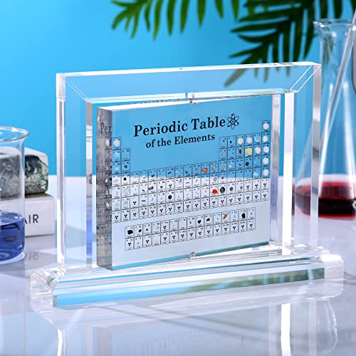 Periodic Table with Real Elements Inside, Acrylic Periodic Table Display with 83 Real Element Samples, 360° Rotating Frame Display, Remarkable Gift for Kids Adults Teachers - 9.05"x1.96"x6.3"