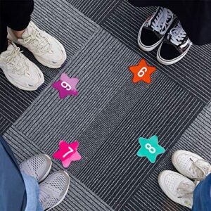 48 Pieces Number Spot Markers and Labels Star Shaped Carpet Markers Classroom Line Up Spots Helpers Cute Colorful Carpet Markers with Number