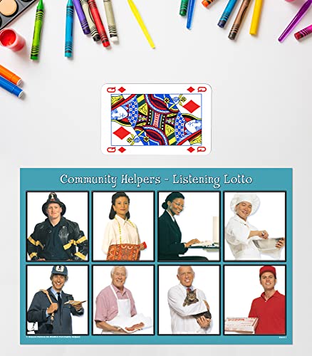 Key Education Listening Lotto: Community Helpers, Children's Auditory, Pre-Reading, Language Learning Matching Board Game, 12 Photographic Game Boards and Audio CD, 1-12 Players, Ages 4+