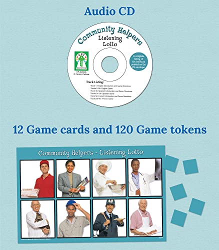 Key Education Listening Lotto: Community Helpers, Children's Auditory, Pre-Reading, Language Learning Matching Board Game, 12 Photographic Game Boards and Audio CD, 1-12 Players, Ages 4+