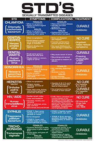 STD'S (Sexually Transmitted Diseases) Symptoms, Complications, and Treatment 24" X 36" Laminated Poster