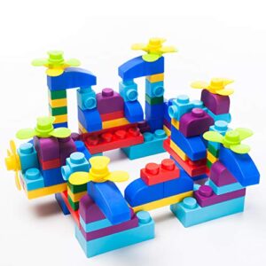 uniplay plus soft building blocks — creativity toy, educational play, cognitive development, early learning stacking blocks for infants and toddlers, primary (80-piece set)