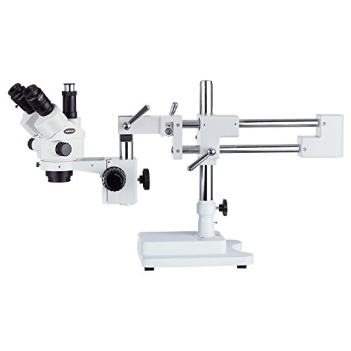 AmScope - 3.5X-90X Simul-Focal Stereo Lockable Zoom Microscope on Dual Arm Boom Stand - SM-4NTPZ